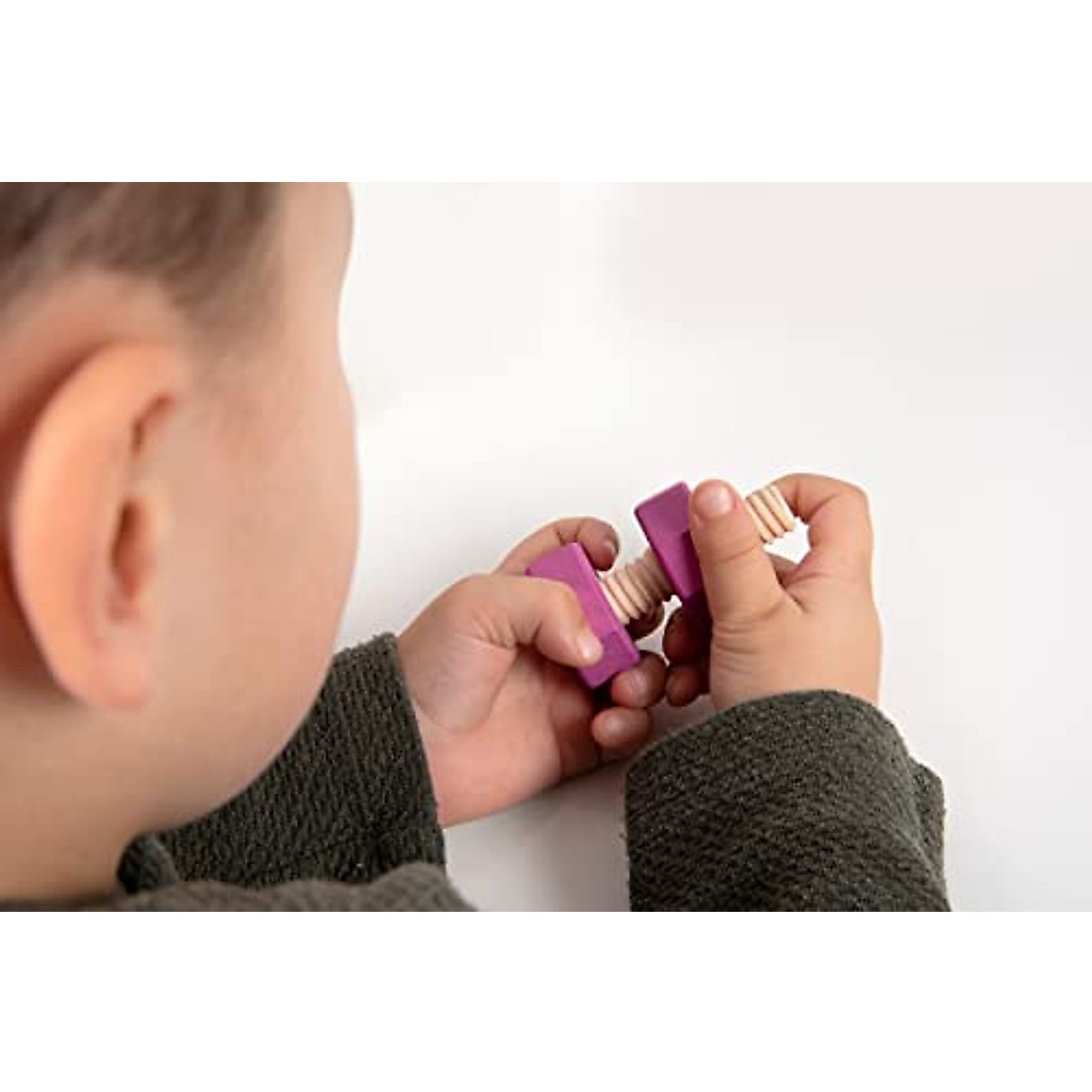 TickiT-74001 Rainbow Wooden Nuts & Bolts - Set of 14 - 7 Nuts and 7 Bolts in Matching Shapes & Colors - For Ages 12m+ - Loose Parts Wooden Toys for Toddlers and Preschoolers