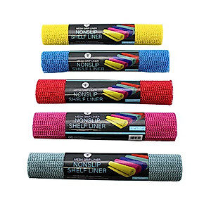5 Pack Rainbow Assortment Anti-Slip Mat Rug Non Skid - Shelf and Drawer Liner Trim to Fit 12 inch x 60 inch Each Roll