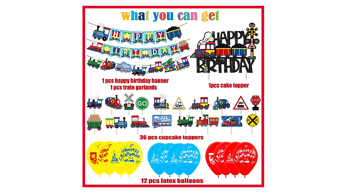 Train Party Decorations Set for Birthday & Baby Shower | iPartyFun