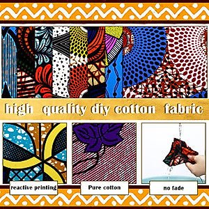 Mixweer 70 Pcs 10 x 10 Inch African Fabric Cotton Printed Wax Cloth African Ankara Fabric for Party Dress Crafts Supplies, 48 Styles Multicolored