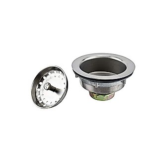 Plumb Pak K5435DSSS Kitchen Sink Strainer with Fixed Post Basket, 1 Pack, Stainless Steel
