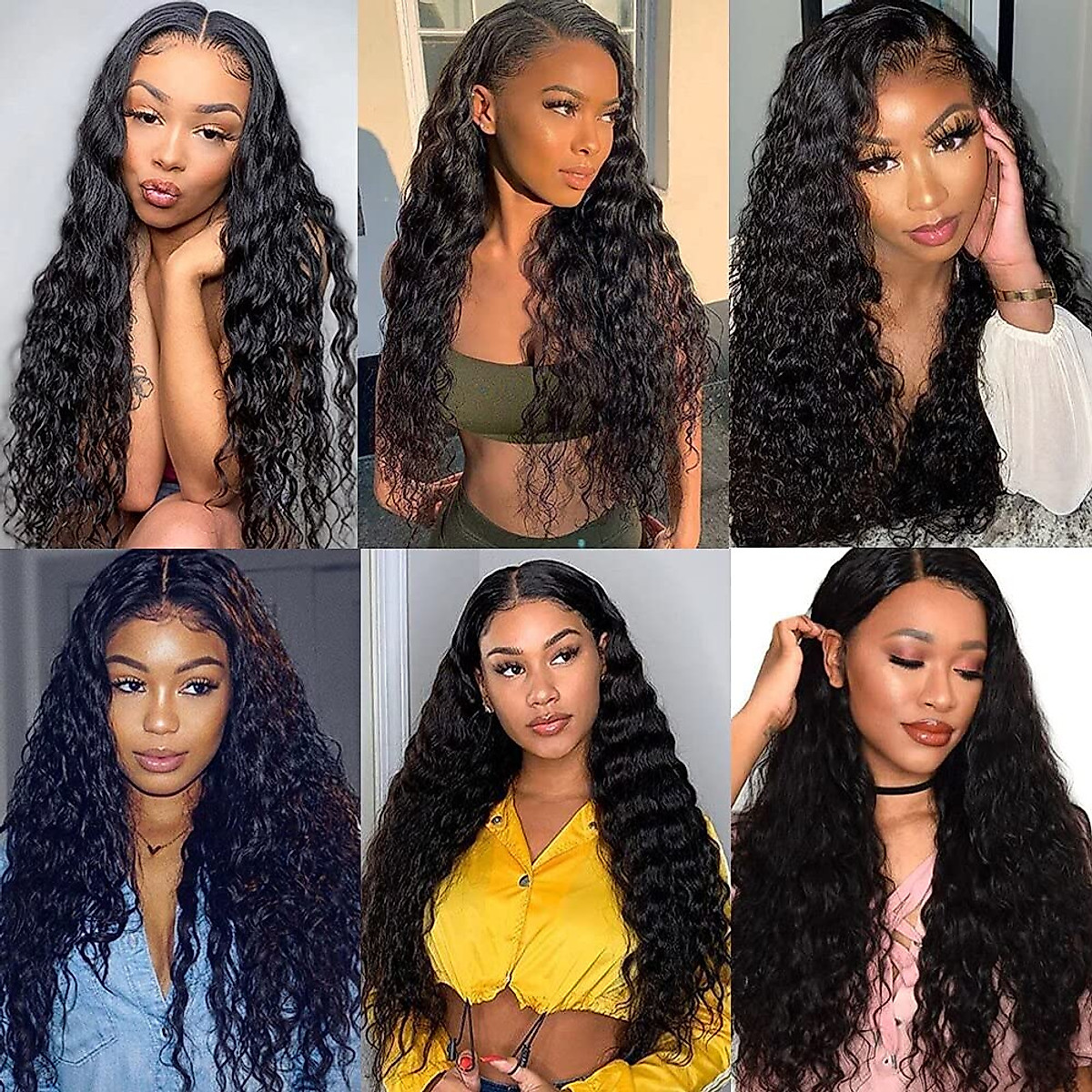 Kropan 30 Inch Water Wave Lace Front Wigs Human Hair Brazilian Virgin Human Hair 13X4 Lace Frontal Wig 180% Density Pre Plucked With Baby Hair Natural Black Wigs