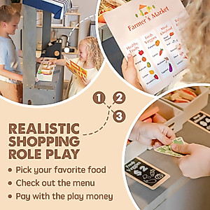 Tiny Land Wooden Play Food Sets for Kids Kitchen - 100% Wood 43 Pieces Kids Toy Food for Toddlers 3+ Year Old, Pretend Food Play Kitchen Accessories Set for Boys and Girls