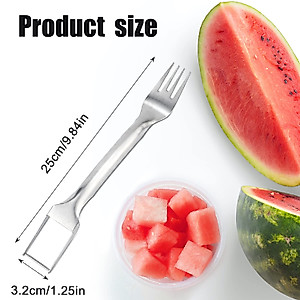 Watermelon Slicer Fork, Stainless Steel Watermelon Slicer Cutter Summer 2-in-1 Watermelon Fork Slicer Fruit Cutting Fork Tool