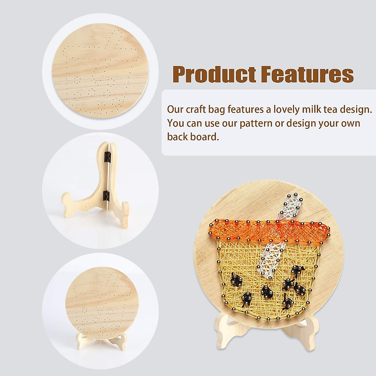 Wood Craft Kits String Art Kit DIY Bubble Boba Tea String Crafts Kit Toys for Adult Kids Creative Art Project for Boys Girls (Boba Tea kit)