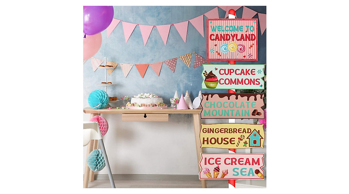 Candyland Party Decorations Kit - 20 Signs for Fun Holiday Decor
