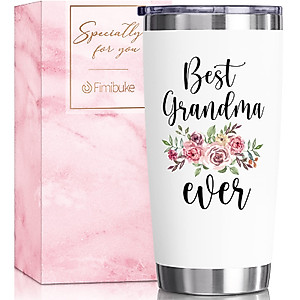 Fimibuke Best Grandma Gifts - 20 OZ Tumbler Mothers Day Gift for Grandma from Granddaughter, Grandson, Grandkid, Insulated Cup Funny Birthday Present Gift for Grandmother/Nana/New Grandma/Grandparents
