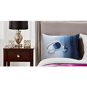 Fenrici Luxury Satin Pillowcase Gift Set – Includes Eye Mask & Scrunchie, Pure Vegan Silk for Hair & Skin Care, for Girls, Moms, Friends, Elegant Blue Ombre Design, Standard Size