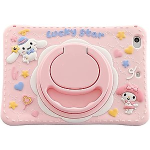 Huang YC for iPad 10th Generation Case 2022,with Rotating Kickstand Silicone Case for Girls Women Cute Shockproof Protective iPad 10.9-Inch Tablet Case Cover (Pink)