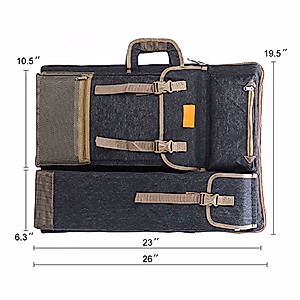 TRANSON Art Portfolio Case Artist Backpack Canvas Bag Large 26” x 19.5”Black Color