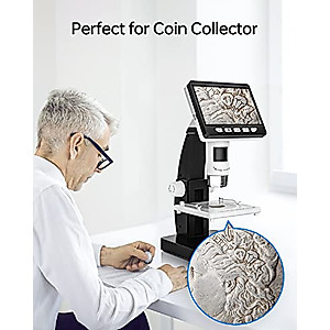 LCD Dgital Microscope, Ankylin 4.3" Coin Microscope 50X-1000X, USB Digital Microscope with 8 LED Fill Lights, 32G SD Card, Electronic Microscope Compatible with Mac/Windows
