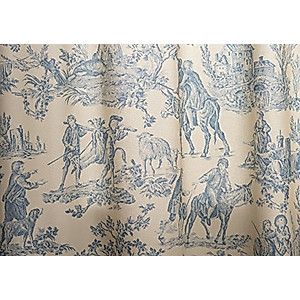 Maison d'Hermine Curtains for Living Room 100% Cotton 96 inch Length One Panel Window Toile Curtains for Bedroom with Loop & Rod Pockets - The Miller Blue, 50" W x 96" L