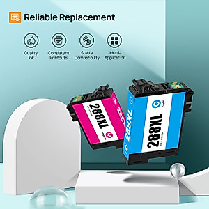 288XL Ink Cartridges Combo Pack, 288 XL T288 Ink High Capacity Remanufactured Ink Cartridge Replacement for Epson 288XL Ink Cartridges use with Epson XP-440 XP-446 XP-330 XP-340 XP-430 Printer, 4 Pack
