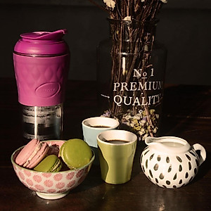 SMTCoffee - French Press Coffee Maker with Reusable Filter - Black Coffee and Tea Infuser, Travel French Press - Thermally Insulated Portable Coffee Maker and Manual Pressure System - Purple - 12oz