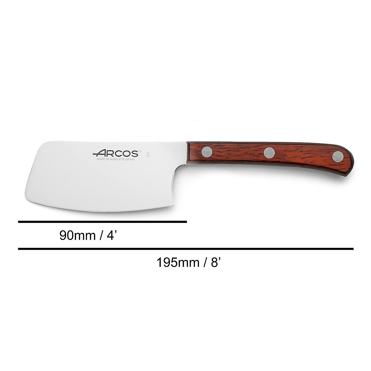 Arcos Steak Knife/Table Knife 4 Inches Nitrum Stainless Steel and 90 mm blade. Steak Knife to Cut Fillets and Grilled Meat. Handle Pack - Wood Brown. Series MESA. Color Brown