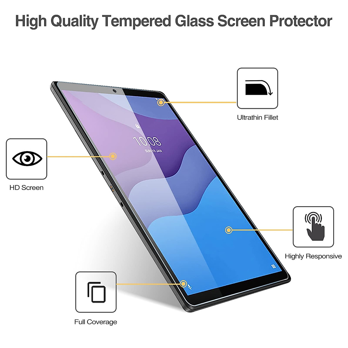 ProCase [2 Pack] Screen Protector for Lenovo Tab M10 HD 2nd Gen (TB-X306X) / Smart Tab M10 HD 2nd Gen (TB-X306F) 10.1 Inch 2020 Release, Tempered Glass Screen Film Guard Screen Protector –Clear