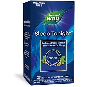Nature's Way Sleep Tonight, Stress-Reducing Formula to Promote Restful Sleep*, With Ashwagandha and L-Theanine, Vegan, 28 Tablets (Packaging May Vary)