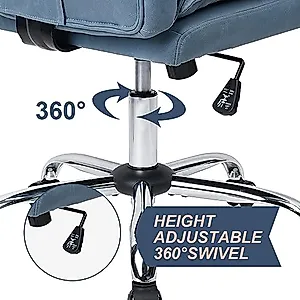 CLATINA Ergonomic Office Chair,High Back Computer Desk Chair with Armrest PU Leather Fabric Double Padded Cushion Adjustable Height Swivel Office Home (Blue)