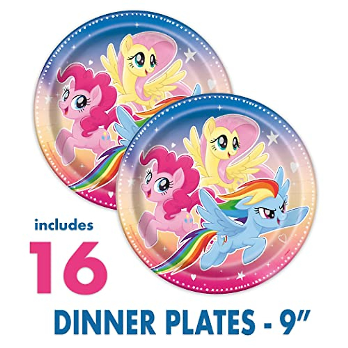 My Little Pony Party Supplies, My Little Pony Birthday Party Supplies and Decorations for 16 Guests with Banner, Tablecover, Plates, Cups, Napkins and Button