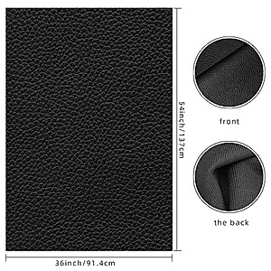 Black Faux Leather PU Leather Fabric 36" x 54" 1 Yard 0.8 mm Thickness Synthetic Leather Upholstery Leather Fabric Leather Material for Upholstery Couch Sofa Bags Chairs Car Seats DIY Crafts