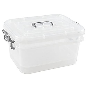 Hommp 8 L Clear Plastic Storage Box, Plastic Latching Box with Lid, 2-Pack