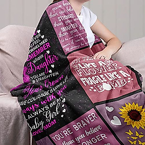 Qubygo to My Daughter Blanket - Gifts for Daughter from Mom,Daughter Birthday Gift from Mom, Birthday Gifts for Daughter, Gift for Daughter Adult, Daughters Gift Ideas Blankets 60”x50”