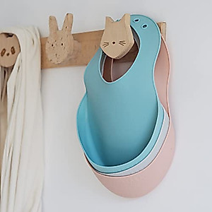 Beaba Silicone Baby Bib, Baby Bibs with Baby Food Catcher, Baby Boy Bibs Baby Girl Bibs, Baby Essentials for Feeding, 2 Pack, Rain/Cloud