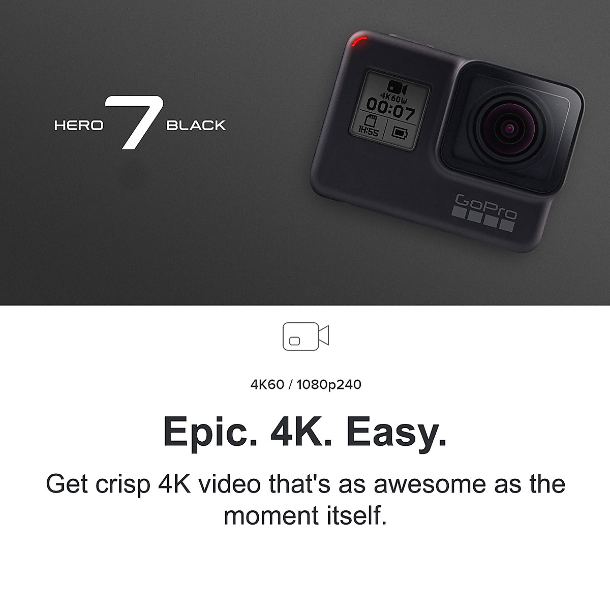 GoPro HERO7 Black + Extra Battery + Super Suit Dive Housing Case - E-Commerce Packaging - Waterproof Digital Action Camera with Touch Screen 4K HD Video 12MP Photos Live Streaming Stabilization