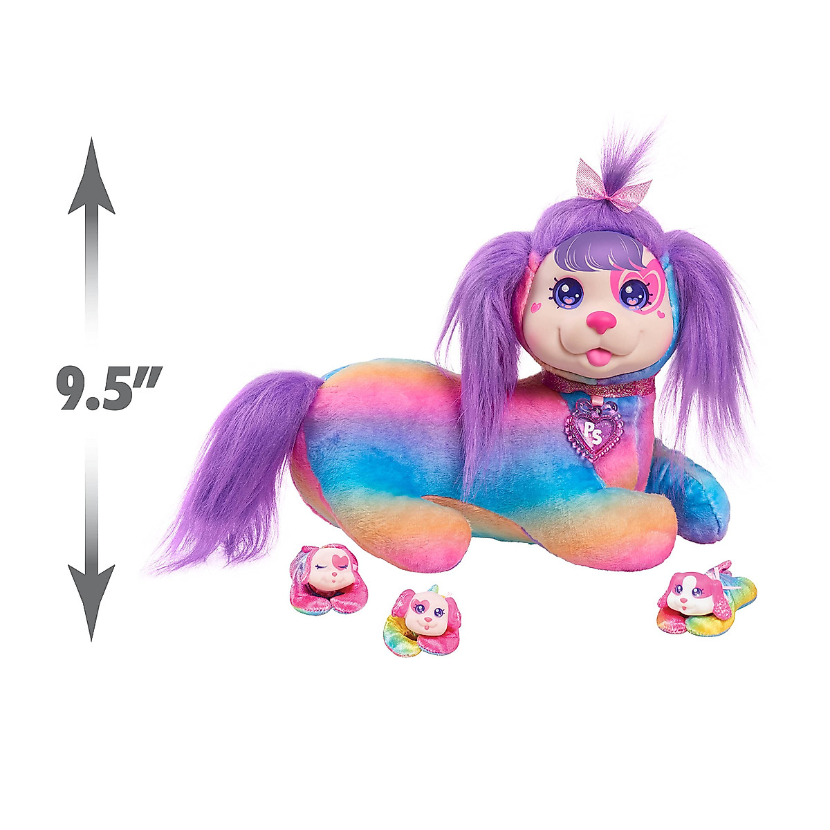 Puppy Surprise 10-inch Small Cherry Plush Stuffed Animal Dog with Puppies, Plushies, Kids Toys for Ages 3 Up by Just Play