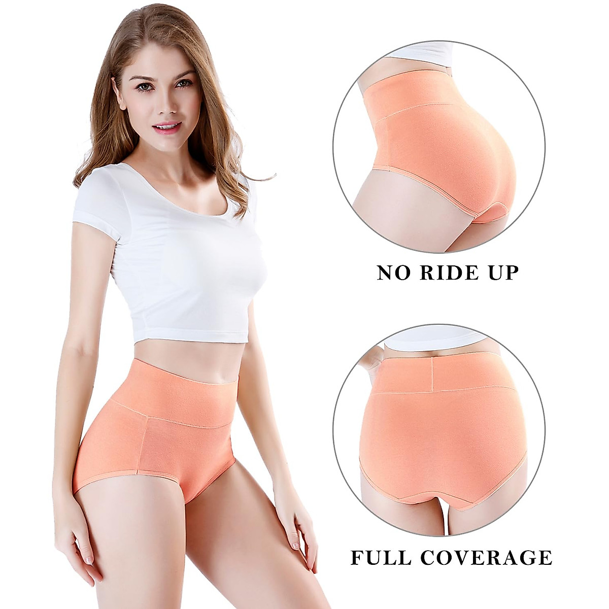 wirarpa Women's 4 Pack Cotton Underwear High Waisted Briefs Ladies Panties Underpants Green Orange Red Purple XX-Large