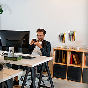 5 Pack Plastic Wall Folders, Clear Single Pocket Hanging Wall File Organizer, Durable Wall Mount File Holder for Office Home Bathroom, 8.7” x 1.8” x 4.7”