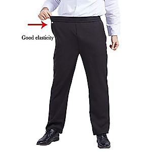 Nanxson Men's Baggy Chef Pants Restaurant Work Pants Elastic Waist with Pockets CFM2012 Black