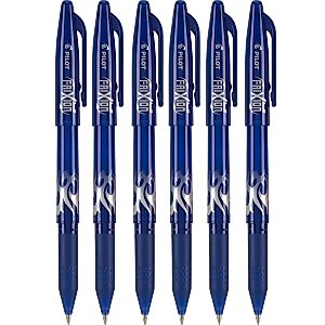 Pilot FriXion Ball 0.7mm Erasable Gel Pens, Fine Point, Blue Ink, Pack Of 6