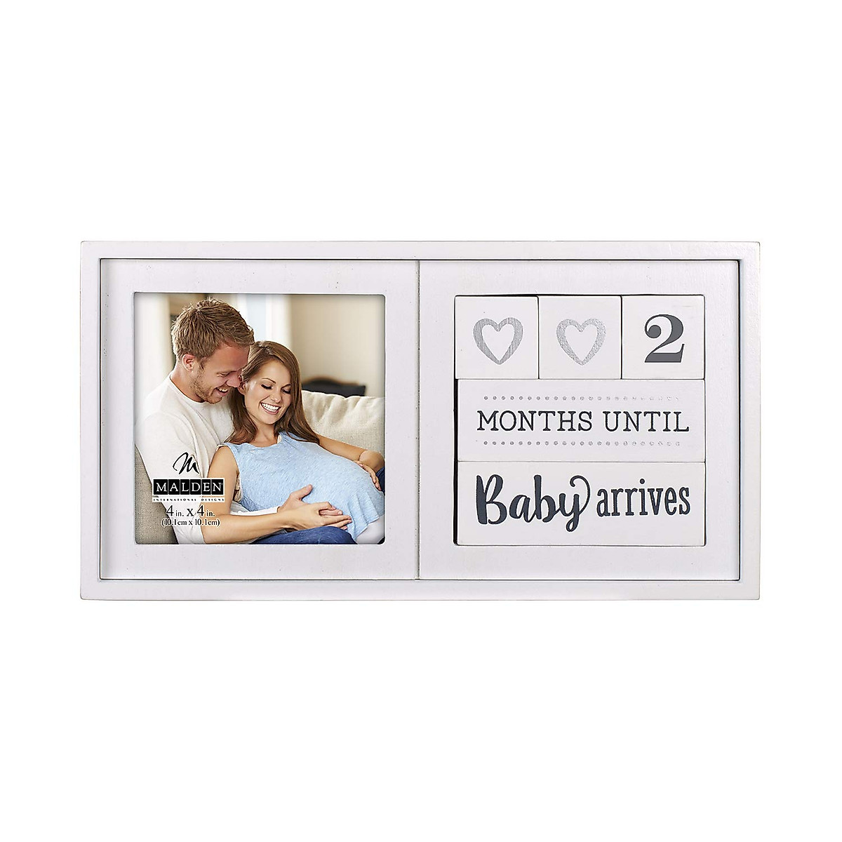 Malden International Designs 3448-44 Baby Countdown Blocks, 9.75” (W) x 5” (H) x 1.5” (D), White