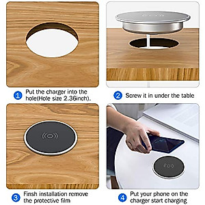 i.VALUX Desk Wireless Charger, 15W Fast Wireless Charger Compatible with iPhone 14/13/12/11/11 Pro/Xs Max/XR/Galaxy 10/S10+/S9/S9+,Hidden Embed in Furniture Desk Grommet Hole Qi Wireless Charger