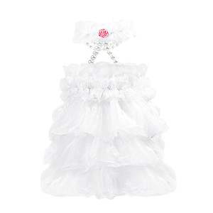 SHIAOMIN Dog Wedding Dress Bride Outfit with Pearl Necklace and Rose Pet Princess Dress Apparel for Puppy Dog Cat (Large)