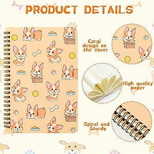 L1rabe 2 A5 Corgi Spiral Notebooks Spring Back to School Cute Yellow Funny Corgi College Ruled Notebook Hardcover Spiral Travel Drawing Journal Notepad Diary for Kids Teens Easter Birthday Gifts