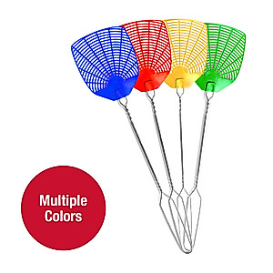 PIC Wire Metal Handle Fly Swatters (Colors May Vary), 6 Pack