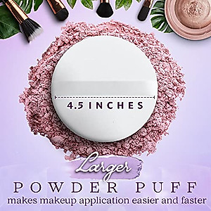 Powder Puffs - Extra Large Jumbo 4.5” - 100% Pure Cotton Soft Fluffy Washable Puff For Makeup Face Body Loose Powder Foundation