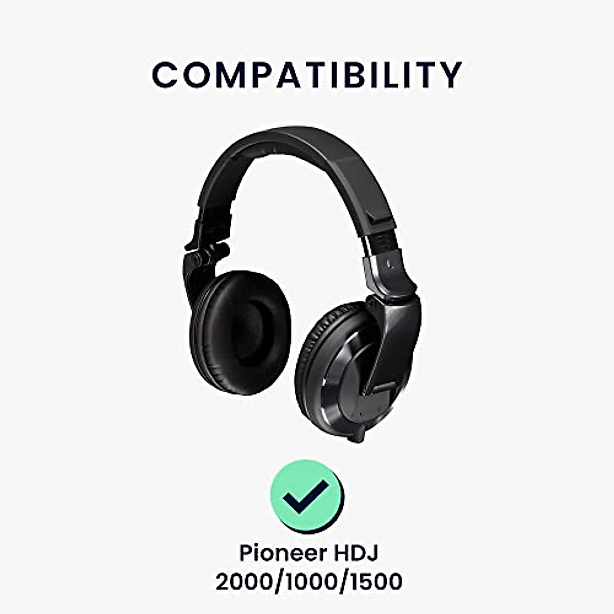kwmobile Replacement Ear Pads Compatible with Pioneer HDJ 2000/1000/1500 - Earpads Set for Headphones - Black