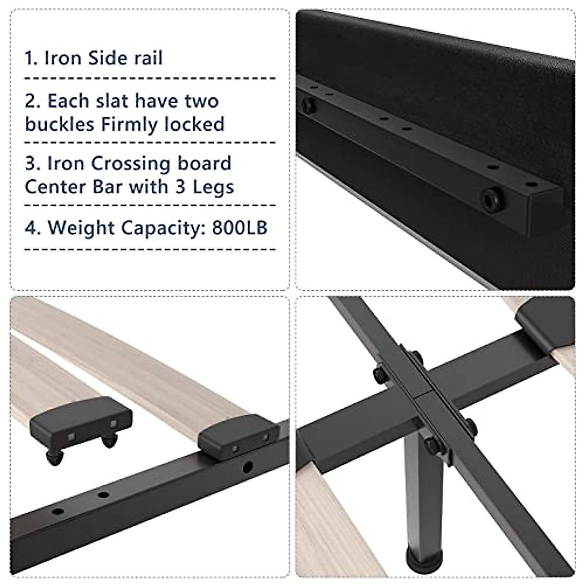 Flolinda Queen Bed Frame Stylish Upholstered Bed Frame Queen Size Platform with Tufted Velvet Headboard Stable Queen Size Bed Frame with 28pcs slats 10 Bed feet Queen Bed Frame no Box Spring Needed