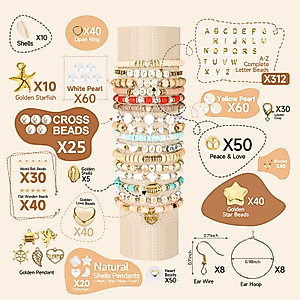 Pizooro Clay Beads 3 Boxes Bracelet Making Kit, 10500pcs Beads for Jewelry Making, Round Letter Beads with Charm and Elastic Strings, Friendship Bracelets Holiday Gifts for Girls Adults