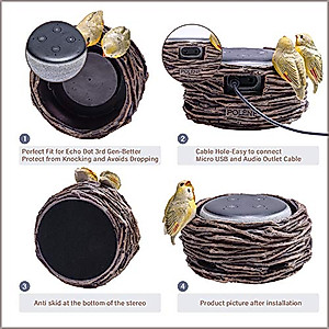 POLÈNE Bird House Statue,Echo Dot Holder Stand,Smart Speaker Stand for Echo Dot 3rd Generation Echo Dot Kids，Bird House Figurines Home Decor.