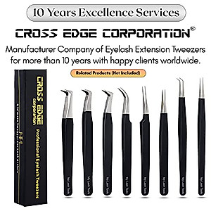 My Lash Tools Fiber Tip Lash Tweezers for Eyelash Extension Curved 45 Degree Angled Tweezer Best for Volume, Individual Isolation & Classic Lashes Stainless Steel Lash Supplies (Matte Black)