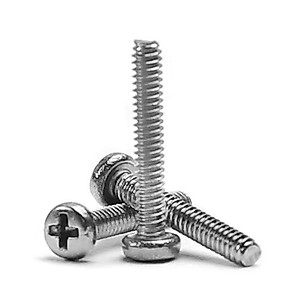 MroMax 100Pcs M1.6 x 10mm Pan Head Phillips Machine Screws, 304 Stainless Steel 18-8, Fully Thread, Metric Silver Gray Cross Head Screws Bolts for Sunglasses, Watch and Small Electronic Devices