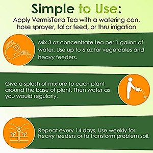 VermisTerra Earthworm Casting Tea - Organic Worm Tea - Gallon - Soil Conditioner Concentrate - Living Enzymes, Nourish Plants and Boost Growth - Feeds All Crops: Vegetables, Flowers, Fruit and Trees