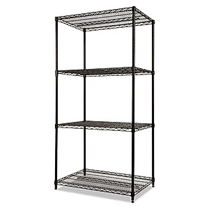 Alera NSF Certified Industrial Four-Shelf Wire Shelving Kit, 36w x 24d x 72h, Black