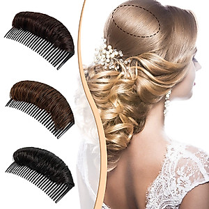WILLBOND 3 Pieces Invisible False Hair Clips, Increased Pad Bump It Up Volume Hair Base Fluffy Princess Styling Insert Tool for Women Girls(Black)