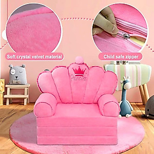 harhoers Pink Toddler Chair Kids Sofa Lounger Toddler Bed Couch for Seating,Soft Princess Comfy Foldable Kids Couch Fold Out for Toddlers 1-5,children's chairs for toddlers for Girls Bedroom Furniture