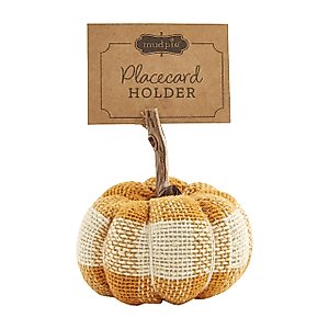 Mud Pie, Orange, Pumpkin Placecard Holder, 1 3/4" x 2 1/2" Dia